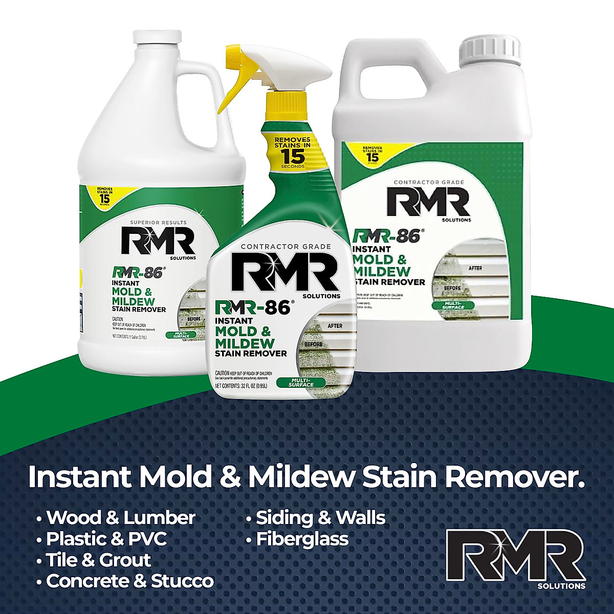 RMR-86 Instant Mold and Mildew Stain Remover Spray - Scrub Free Formula, 2 Pack - 32 oz.