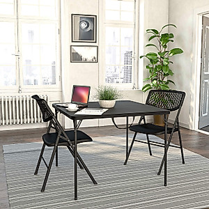 Cosco XL 38.5" Resin Fold-in-Half Card Table, Black, Wheelchair Accessible, Lightweight, Pinch-Free Locking System