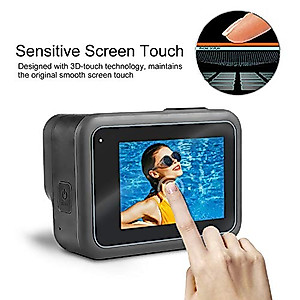 Accessories Kit for GoPro Hero 8 Black, Silicone Rubber Protective Case with Stretchable Lanyard + 6Pcs Ultra Clear Tempered Glass Screen Protector for Go Pro 8