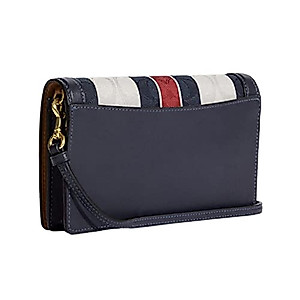 COACH Anna Foldover Clutch Crossbody Bag In Signature Jacquard With Stripes (Gold/Chalk Multi)
