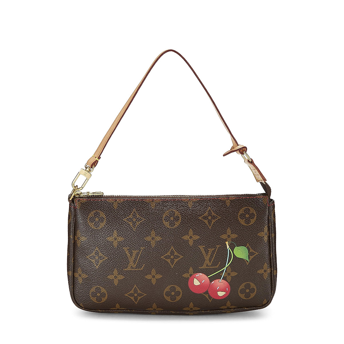 Louis Vuitton, Pre-Loved Takashi Murakami x Louis Vuitton Monogram Cherry Pochette Accessories, Brown