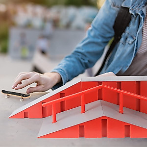 KETIEE Mini Finger Skateboard and Ramp Accessories Set, Skate Park Deck Truck Board Ramp Kit with Finger Skateboards, Fingertip Movement Party Game Toy for Kids (A)