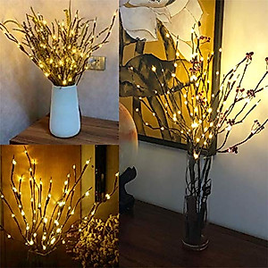 AMARS 2 Pack Decorative LED Lighted Branch Lights Battery Operated Artificial LED Twig Branches Decoration for Home Room Decor Christmas Vase (Warm White, 29.5 Inches, 20leds)