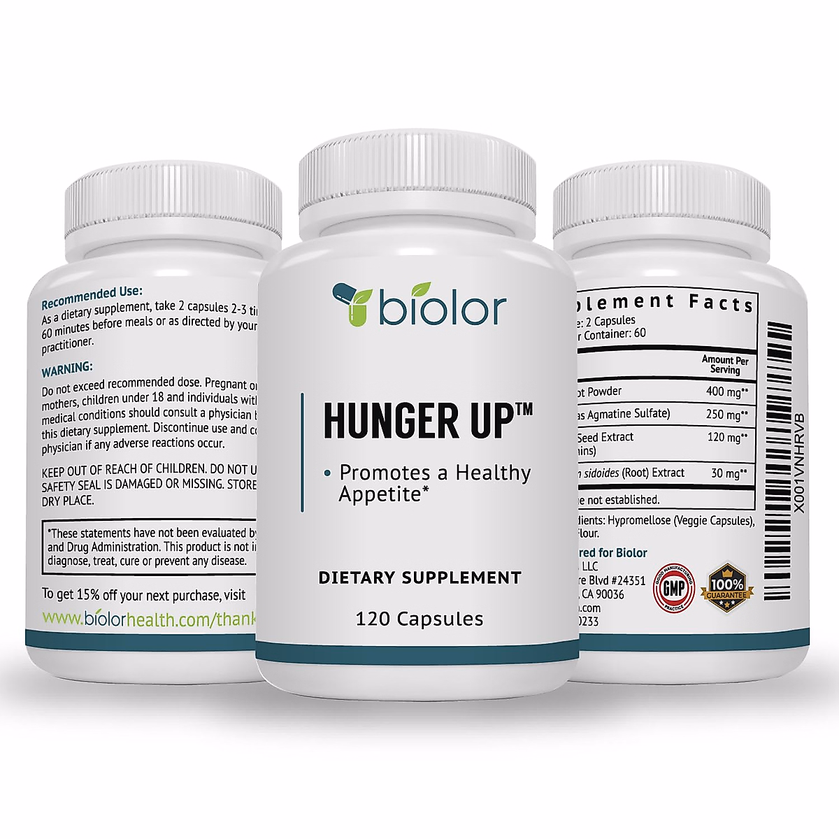 Biolor HungerUp™ - Appetite Stimulant (with No Artificial Fillers) - Effective Weight Gain Pills with Fenugreek Extract to Increase Appetite and Gain Weight