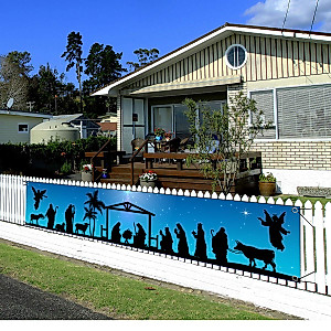 Manger Scene Religious Christmas Yard Signs-Holy Nativity Christmas Banner Large Xmas Yard Sign for Religious Christmas Decoration