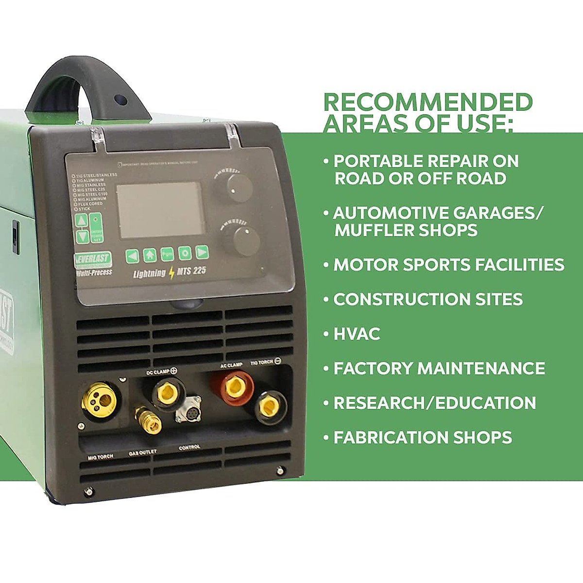 LightningMTS 225 Welder AC/DC TIG with PULSE/MIG/Stick 200 Amp Dual Voltage 110v/220v