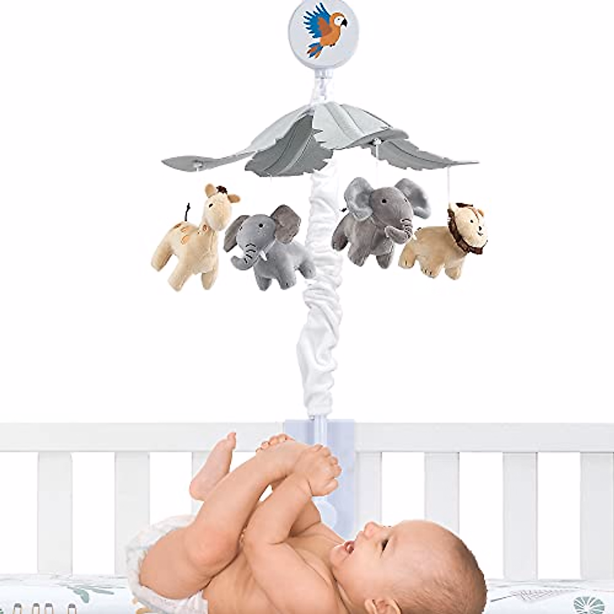 Lambs & Ivy Jungle Friends Musical Baby Crib Mobile Animals Soother Toy