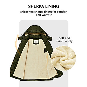 WenVen Women's Warm Fleece Lined Jacket Cotton Hooded Coat (Army Green, L)