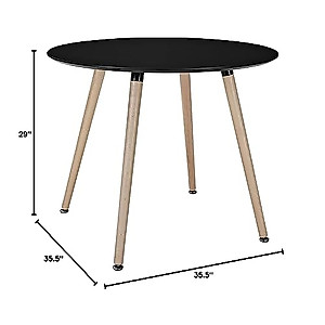 Modway Track 36" Contemporary Modern Round Kitchen and Dining Room Table in Black