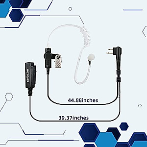Covert Air Tube Earpiece for Motorola Walkie Talkies, Earpiece with Big PTT, Compatible with Motorola CP185 CP200 CP200d GP300 GP2000 2 Way Radios, Security Two Way Radio Headset with Mic(1 Pack)