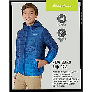 Eddie Bauer Boys' Jacket - CirrusLite Weather Resistant Down Coat for Boys - Insulated Quilted Bubble Puffer (3-20), Size 18-20, Cobalt