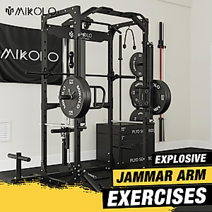 Mikolo Adjustable Lever Arms, Rated 600 LB Per Arm, Jammer Arms for 2'' x 2'' Power Cage Squat Rack