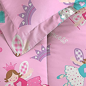 dream FACTORY Magical Princess 4 Piece Bedding Set, Toddler, Pink,2A74630JMU
