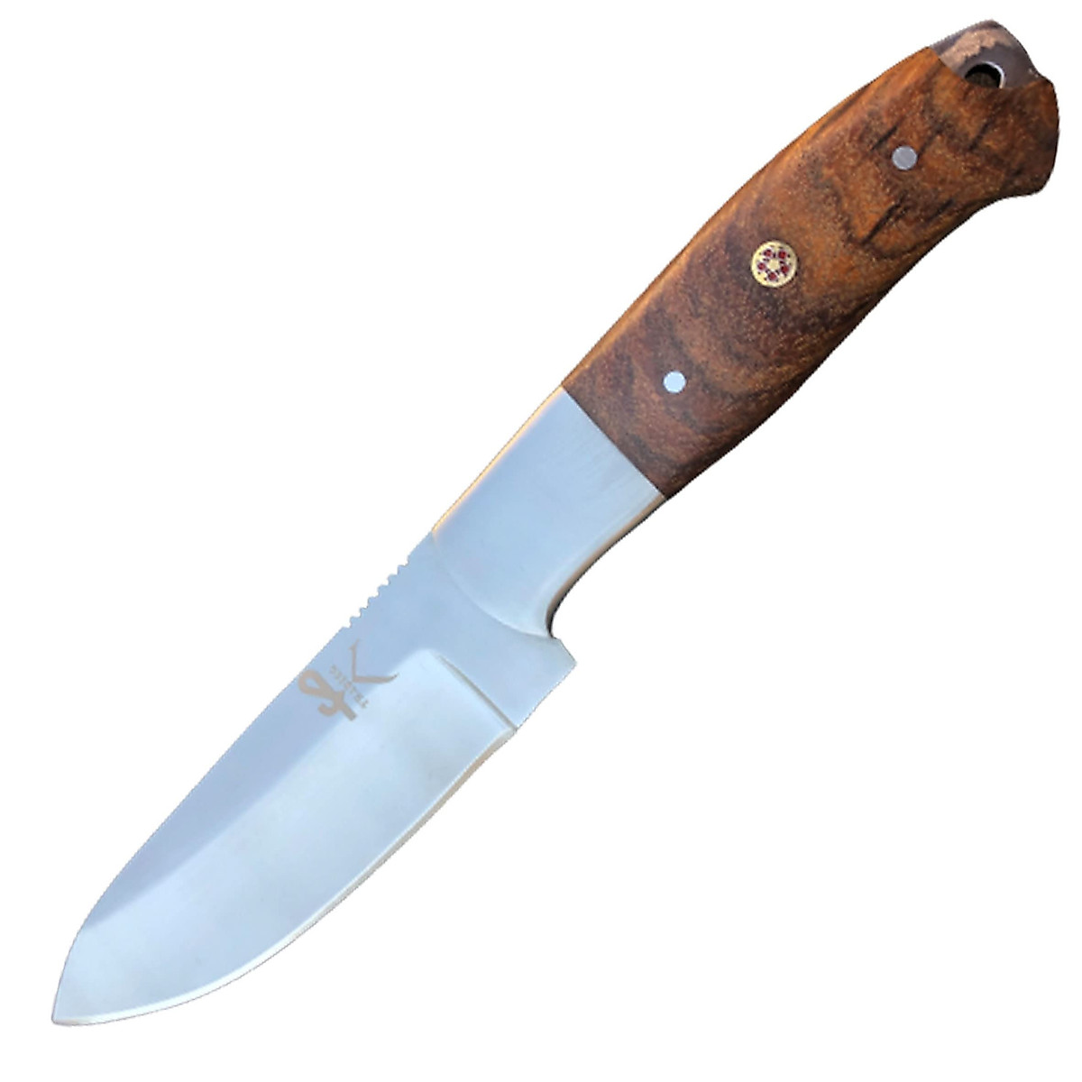 Custom Handmade Hunting Camping knife with Leather Sheath Rose wood Handle Razor Sharp beautiful Design Full Tang J2 Steel