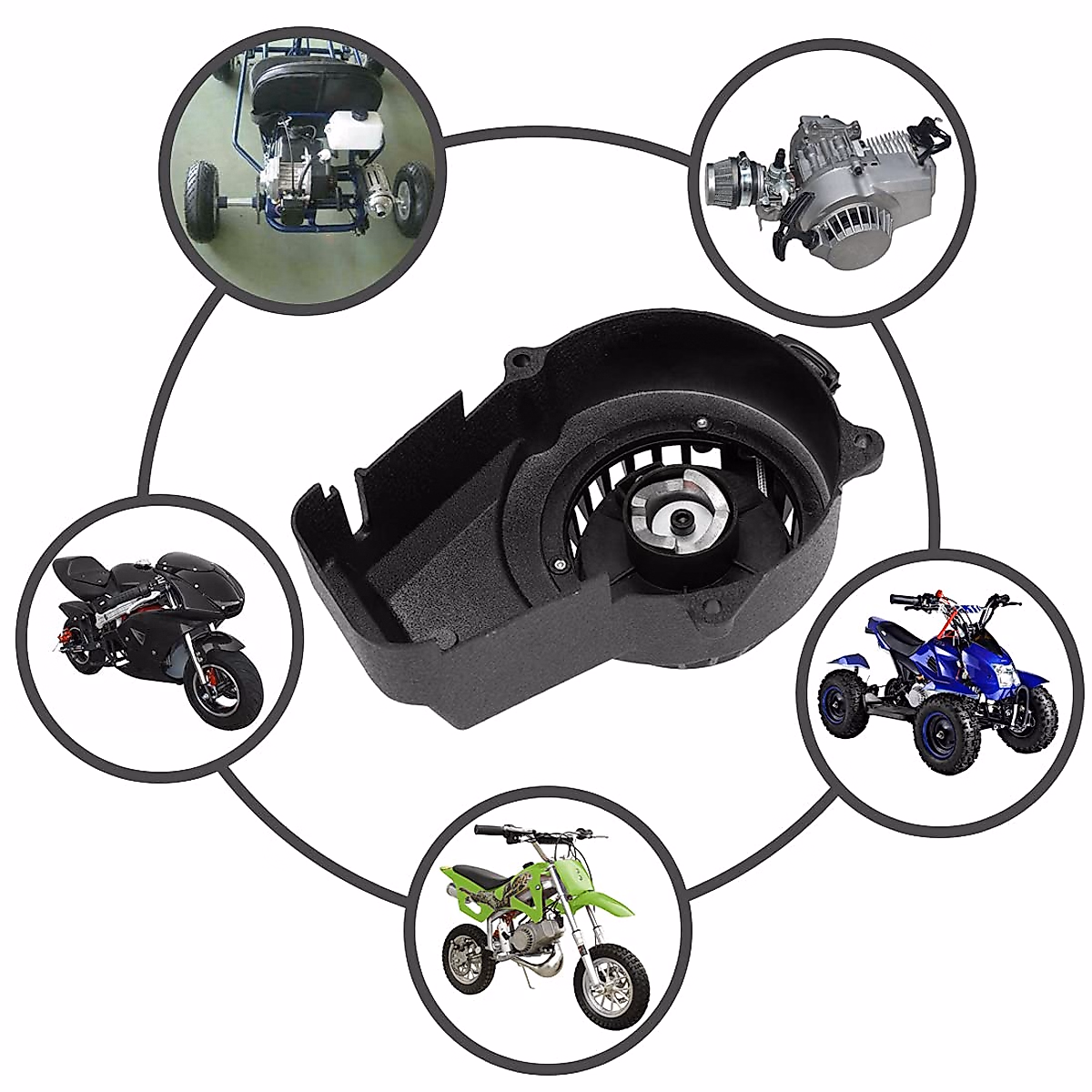 FVRITO Pull Start Recoil Starter Assembly Replacement for 2 Stroke Engine 47cc 49cc 50cc SYX Moto Holeshot Mototec SSR SX50 Coolster QG50 Xpro Hawk Mini Pocket Dirt Bike Kids ATV Quad 4 Wheeler Parts