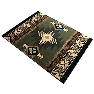 South West Native American Area Rug Design C318 Sage Green (5 Feet X 7 Feet)