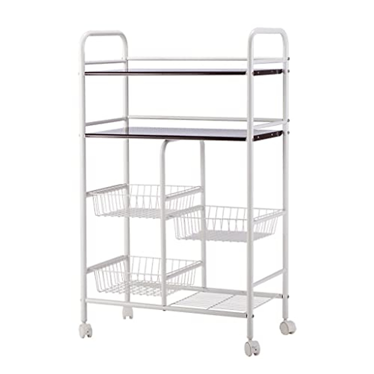 BHVXW Cannes Double Row Metal Mesh Basket Cart Storage Shelf Rack Multi-Functional Kitchen Cabinet Coffee