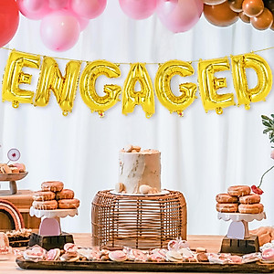 Gold Engaged Balloons Letters,16 inch Foil Engagement Balloons for Engaged Decorations, Engagement Party Decorations Engaged Banner for Wedding Bridal Shower Bachelorette Party Decorations