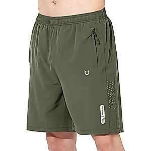 NORTHYARD Men's Athletic Hiking Shorts Quick Dry Workout Shorts 7"/ 9"/ 5" Lightweight Sports Gym Running Shorts Basketball Exercise ArmyGreen M