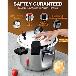 WantJoin 16 Quart Pressure Canner & Cooke - Commercial Aluminum Canner with Gauge & Pressure Regulator on the Stove Top, Induction Compatible Pressure Cooker Pot, Multi Pressure Levels, Easy Locking