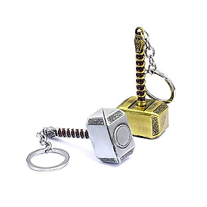 Nidavellir 2-Pack Hammer Keychain Bottle Opener, Beer Gifts Bottle Opener for Men, Husband, Dad, Grandpa, Boyfriend (Silver & Bronze)