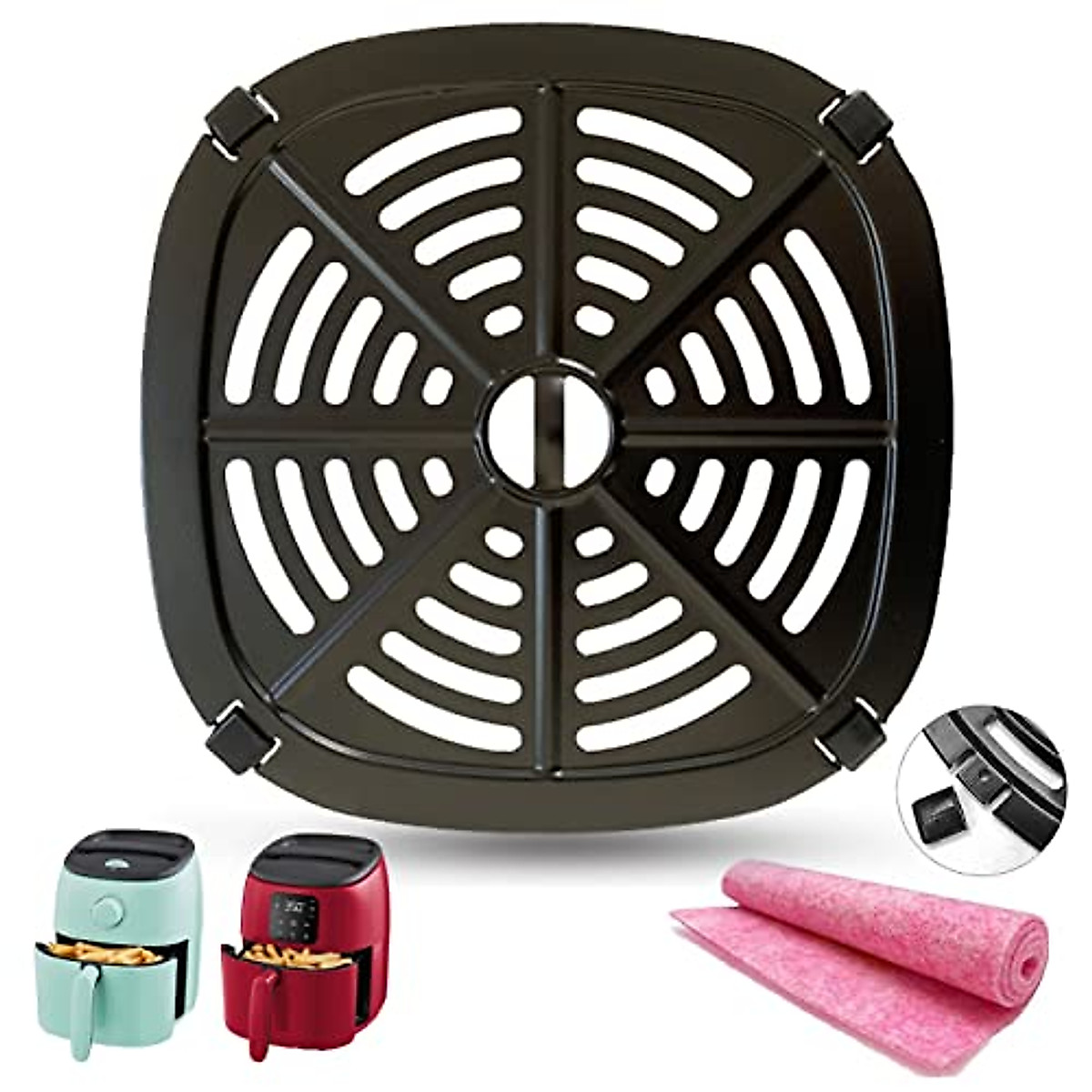 Air Fryer Grill Crisper Plate Tray for Dash 2.6QT Air Fryers, Upgraded Air Fryer Grill Pan Insert, Air Fryer Grate, Air Fryer Rack Grid for Dash 2.6 Quart Air fryer, Nonstick, Dishwasher Safe