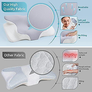 RXENDY Cervical Pillow for Neck Pain Relief,Memory Foam Neck Pillow with 2 Height,Side Stomach Sleeper Pillows for Adults,Breathable Pillowcase