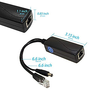 REVOTECH Gigabit PoE Splitter 12V 1A Output, IEEE 802.3af Standard Compliant 10, 100, 1000Mbps Power Over Ethernet Splitter Adapter for Security Camera CCTV Surveillance 5.5x2.1mm DC Plug (PS5712G)