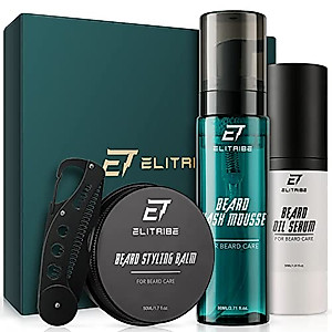 Elitribe Beard Grooming Kit - Light Scent without Overbearing, with a Heavy Metal Comb - Beard Care Kit for men.