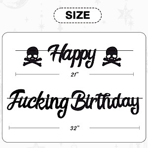 Gothic Birthday Decorations Funny Happy Birthday Banner Black Bunting Banner Skull Sign Theme Party Decor Adult Birthday for Decorations Supplies