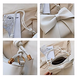 Cocowindow Women Shoulder Bag Underarm Clutch Purse Handbag Bow Shape Crossbody Bag Classic Tote Bag (white,one size)