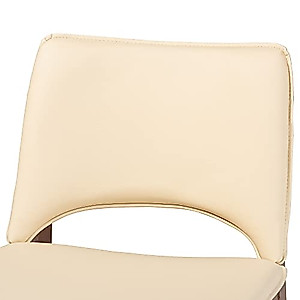 Baxton Studio Afton Dining Chair Set Beige Faux Leather Upholstered and Walnut Brown Finished Wood 2-Piece Dining Chair Set