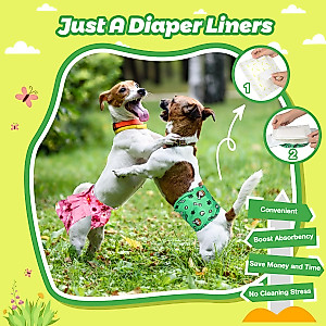Dono Dog Diaper Liners for Male and Female Dogs, Super Absorbent Dog Booster Pads, 100ct Disposable Doggie Diaper Inserts fit Reusable Male Belly Bands, Wraps, Washable Period Panties (Long)