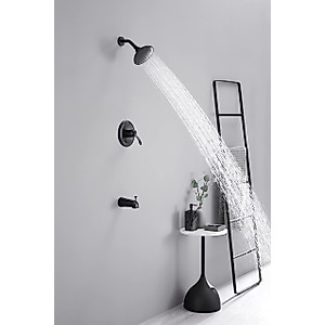 HOMELODY Shower System Black Shower Faucet Set (Valve Included) 6-Inch Shower Faucet & Bathtub Faucet with Diverter, Tub and Shower Faucet Combo, Shower Faucets Sets Complete, Matte Black