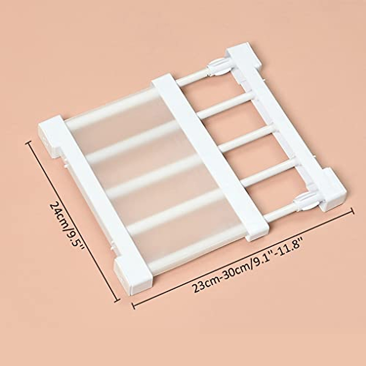 LIYIVNAA Extendable Closet Shelf Wardrobe Clothing Storage Hanger Tension Rod Cabinet Divider Shelving Rack Holder Shoe Organizer for Bathroom Kitchen Garage Bookshelf, 9.45 in Width