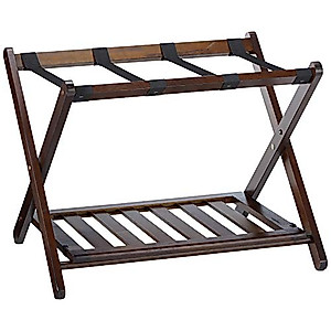 Winsome Remy Shelf Luggage Rack, Cappuccino & Wood Scarlett Storage/Organization, Antique, Walnut