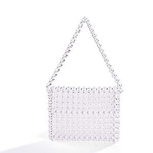 YIFEI Women Transparent Beaded Acrylic Shoulderbag Evening Handmade Bags (Clear)