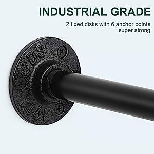 Industrial Iron Pipe Clothing Garment Rack 24.5 Inches Heavy Duty Multi-Purpose Clothing Hanging Rack Wall Mounted Clothes Rod for Closet, Laundry Room, Balcony, Black