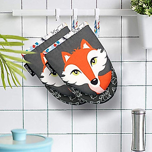 Alselo Mini Oven Mitts,2pk - Silicone Little Kitchen Gloves, Heat Resistant with Non-Slip Grip and Soft Quilted Cotton Lining for Safe Backing Cooking Barbecue (Gray, 2)