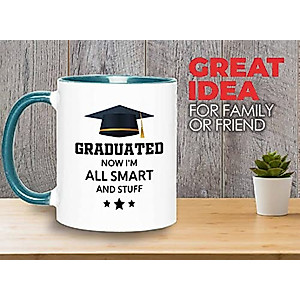 Flairy Land Graduation 2Tone Green Mug 11oz - All Smart and Stuff - Graduation Gifts for Her Senior Graduation College Student College Graduate Classmate MBA Grad