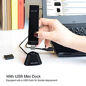 USB3.0 Wireless Adapter,Wavlink 1300Mbps Dual Band USB Wi-Fi Network Adapter with USB Extension Cradle, 802.11AC Network LAN Card 2.4G/400Mbps + 5G/867Mbps, WPS for PC Desktop Windows Mac OS X