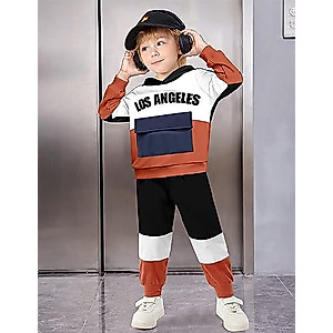 Toddler Boy Clothes 3t Boy Clothes 4t Boys Clothes Color Block Hoodie Long Sleeve Sweatshirt Sweatpants Sweatsuit Toddler Boy Fall Outfits Toddler Boy Winter Clothes Orange