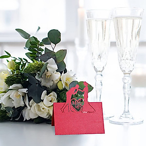 50PCS Table Name Place Cards,Hollow Out Mr and Mrs Design Wedding Name Place Cards for Table Seating Tented Name Card Folded Blank Card for Party Wedding Table Setting Seating Place Cards