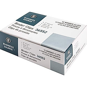 Business Source Fold-Back Binder Clips, Black, Large (Pack of 12)