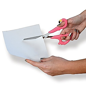 Flamingo Scissors - Pink Plastic Handled Animal Scissors with 4-Inch/10 cm Steel Blades - Right-Handed - Stationery and Office Supplies