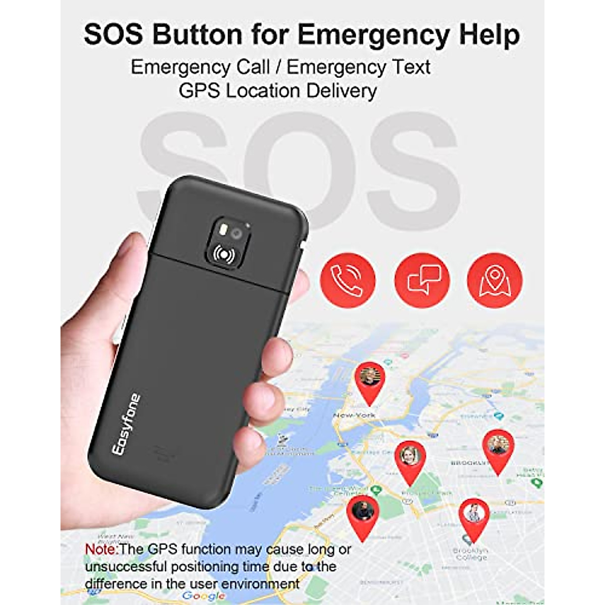 Easyfone T100 4G Unlocked Feature Cell Phone for Seniors | Easy-to-use | Clear Sound | Big Buttons | 2.0'' HD Display | SOS w/GPS | SIM Card & Flexible Data Plans | 1500Mah Battery and Charging Dock