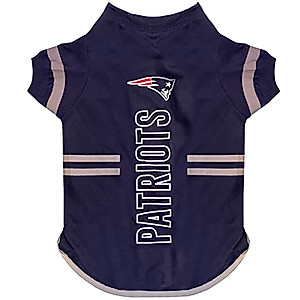 Pets First NFL New England Patriots Dog T-Shirt, Football Dogs & Cats Shirt - Durable Sports PET TEE - 3 Sizes, NFL PET Outfit, Reflective TEE Shirt in Team Color, Cool Football Dog Tee