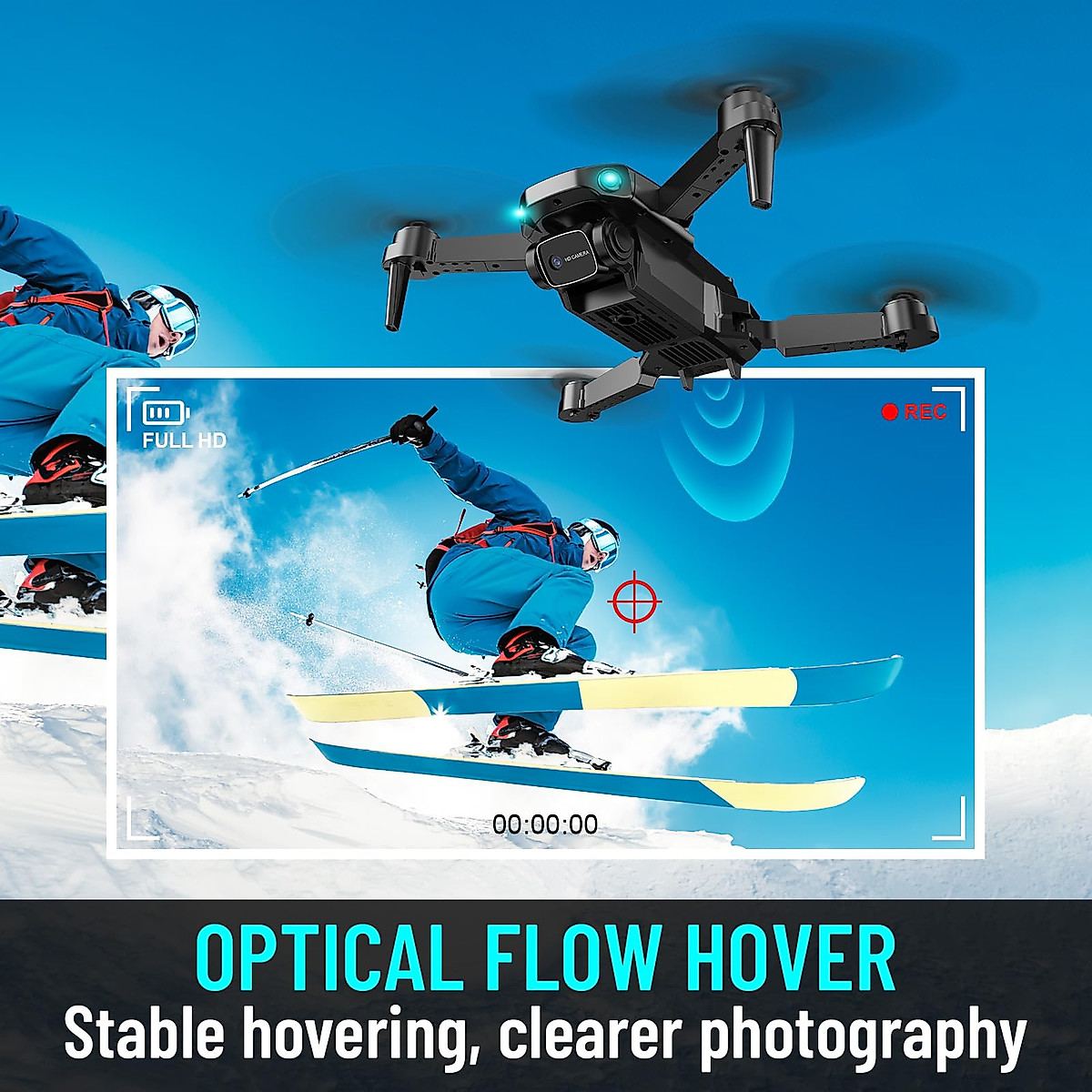 GOFOIT Mini Drone with Camera for Adults Kids, 1080P HD Foldable FPV RC Quadcopter with Upgrade Gesture Control, 90° Adjustable Lens, Headless Mode, 2 Batteries, Carrying Case, Altitude Hold, 3D Flip