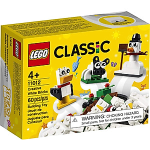 LEGO Classic Creative White Bricks 11012 Building Kit; Toy Building Set for Creative Play with 3 Build Ideas, Including a Snowman, Sheep and Seagull; Great for Kids Aged 4 and Up, New 2021 (60 Pieces)
