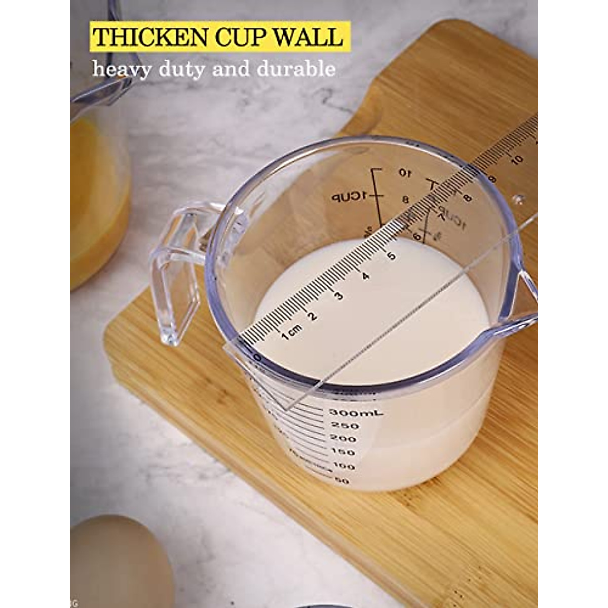 Measuring Cups Set, Liquid Measuring Cups For 3 For Kitchen - BPA Free Plastic Set with Spout Multiple Measurement Scales (Clear)